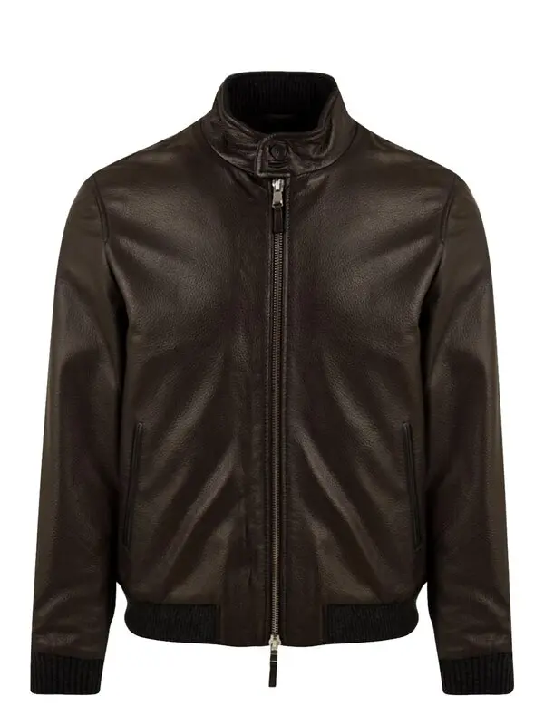 THE JACK LEATHERS Printed East Village Jacket - Dark Brown