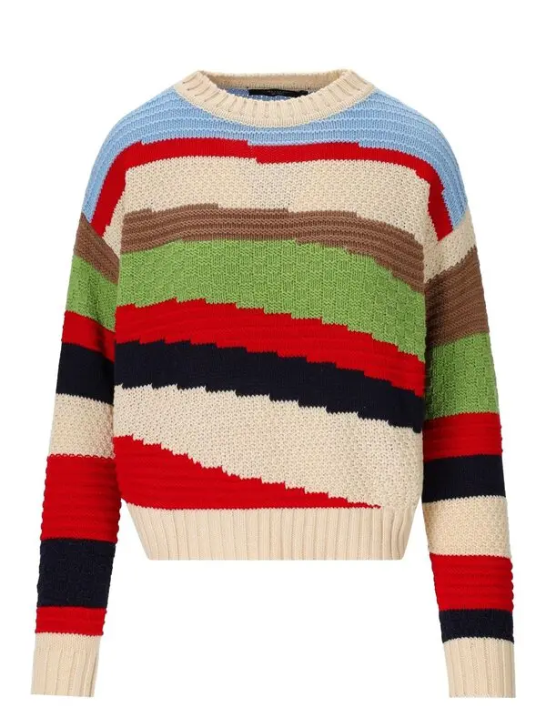 Max Mara Striped Cotton-blend Polo Sweater - Multicolor
