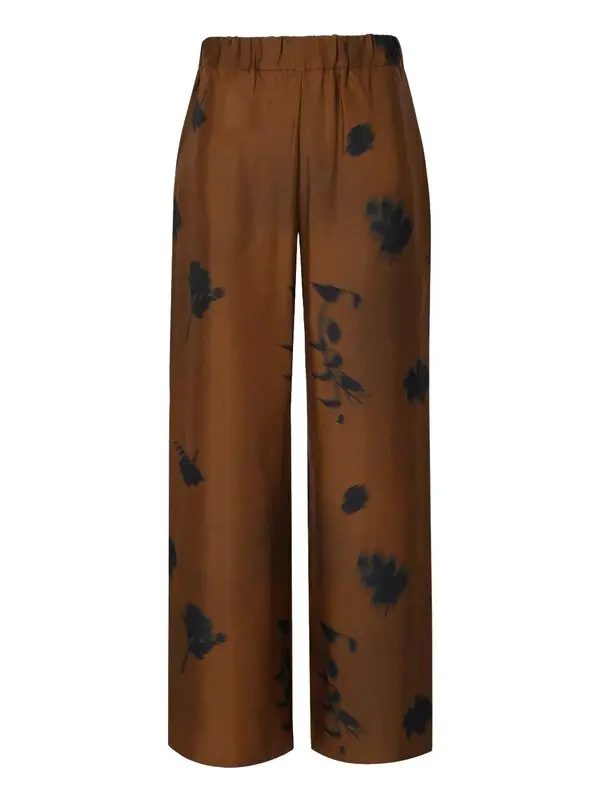MM MAX MARA Helga Floral Print Trousers - Brown
