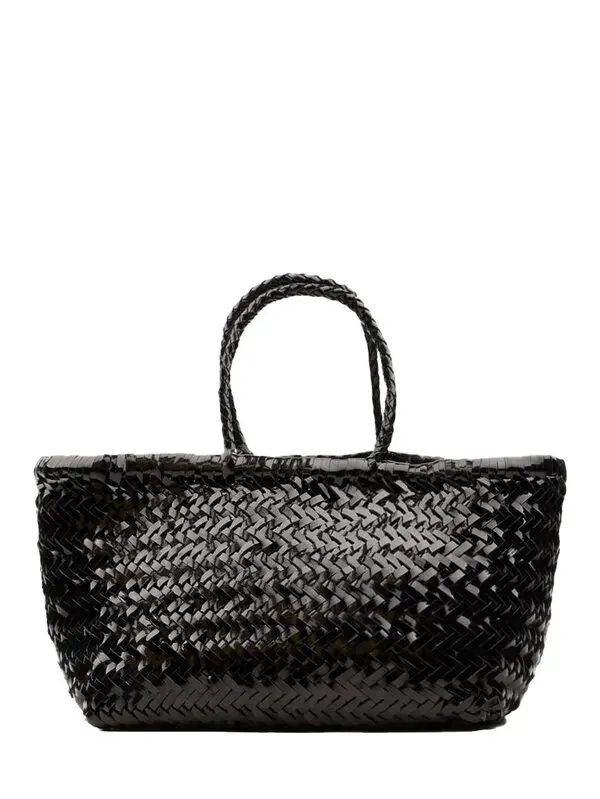 Dragon Diffusion Handwoven Leather Basket Tote - Patent Black