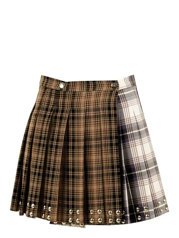 AKEP Check Pleated Mini Skirt - Multicolour