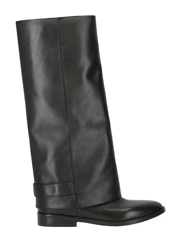 STRATEGIA Gaiter Leather Boots - Black