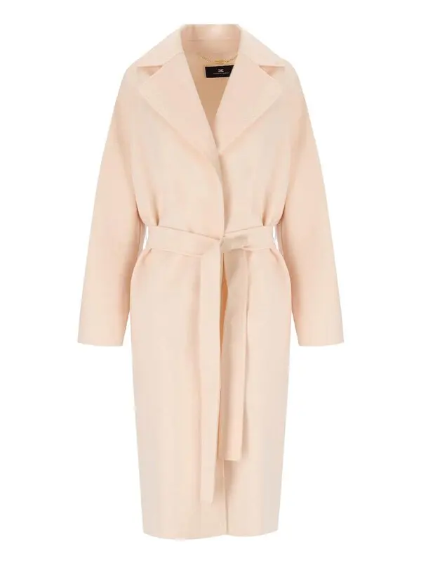 Elisabetta Franchi Wool Belted Coat - Pink