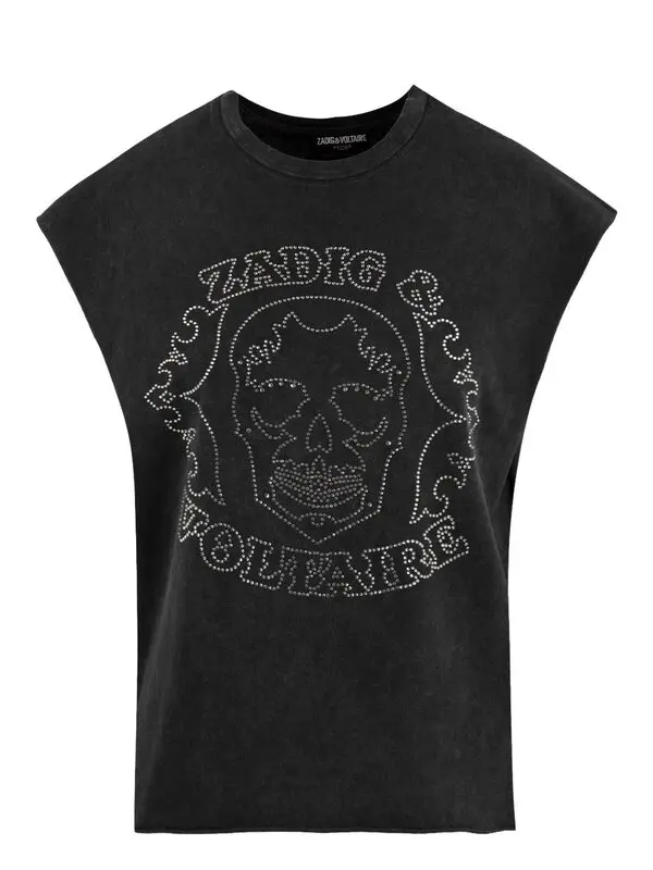 Zadig&Voltaire Rhinestone Embellished Skull T-shirt - Black