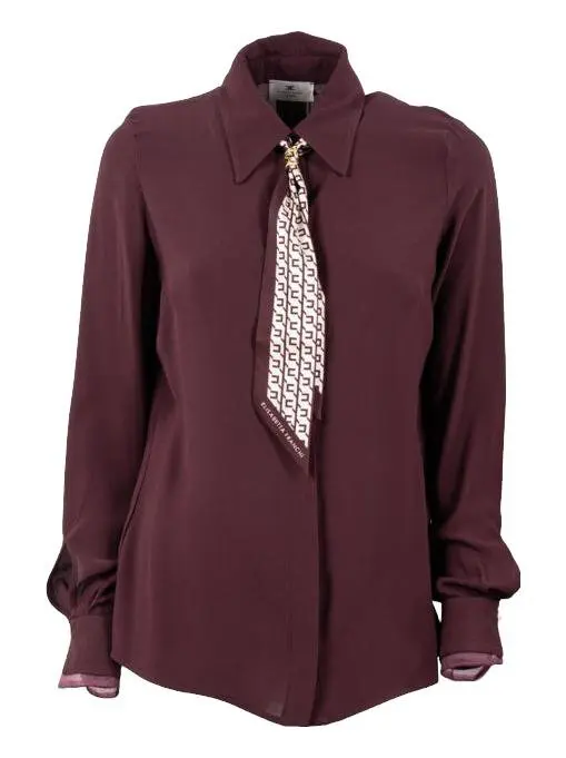 Elisabetta Franchi Shirt With Scarf - Merlot