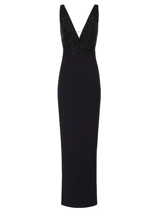 Elisabetta Franchi Georgette Evening Gown - Black