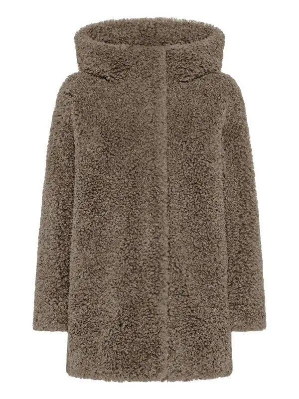 RRD Lamb Fur Hooded Jacket - Brown