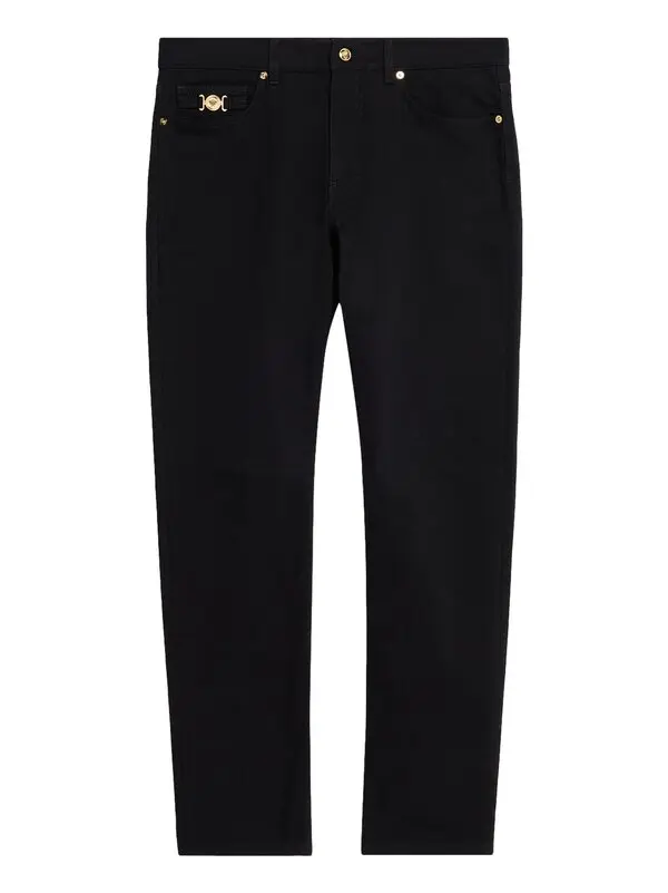 Versace Slim-fit Jeans With Medusa Hardware - Black