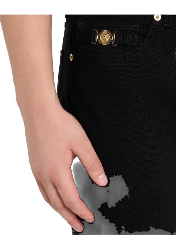 Versace Slim-fit Jeans With Medusa Hardware - Black