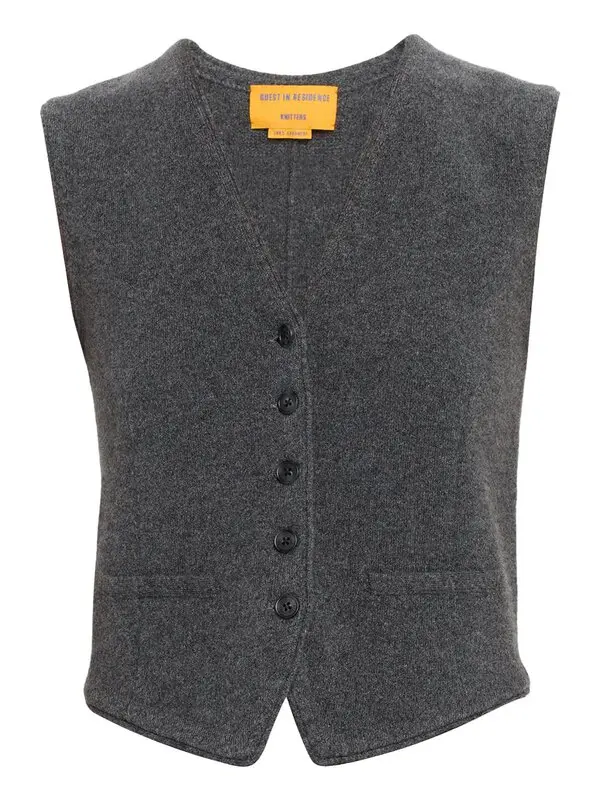 Guest In Residence Tailored Cashmere Vest - Charcoal