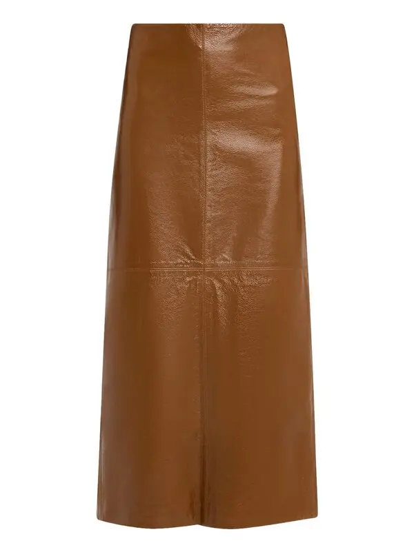 A.L.C. Marta Leather Midi Skirt - Brown