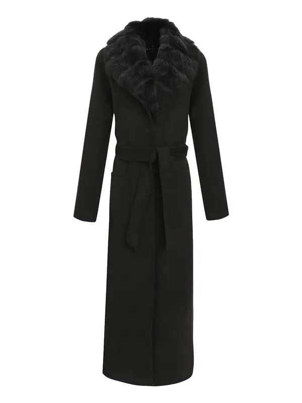 Gorski Belted Cashmere-wool Coat With Shearling Collar - Black