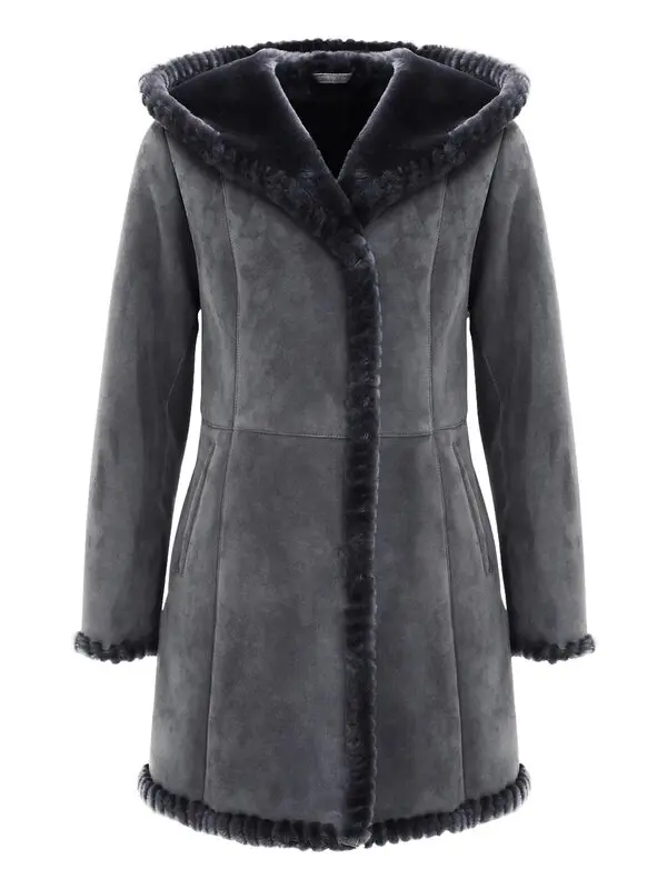 Gorski Merino Shearling Lamb Parka With Whipstitch Trim - Gray