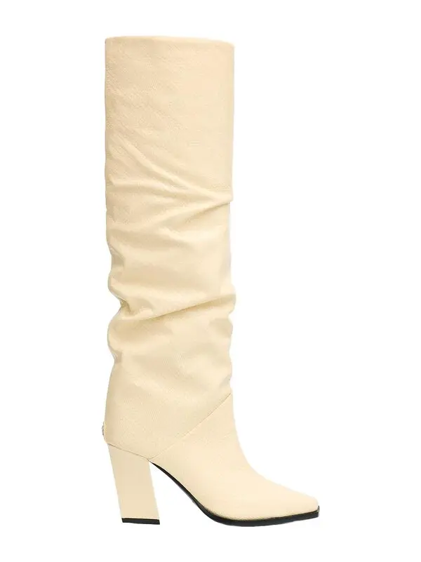 JIMMY CHOO Hart 85 Printed Leather Knee-high Boots - Off White