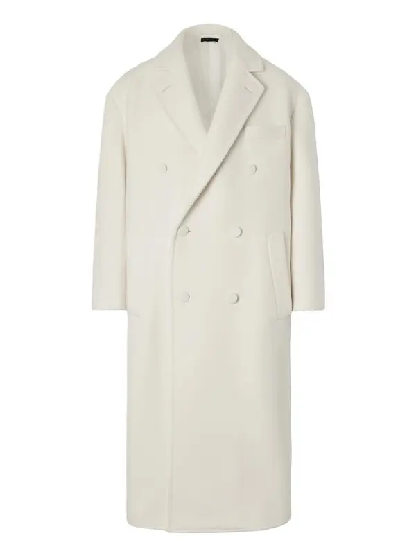 TOM FORD Double-breasted Cashmere Tailored Coat - White