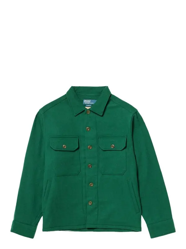 Polo Ralph Lauren Appliquéd Wool-flannel Overshirt - Green