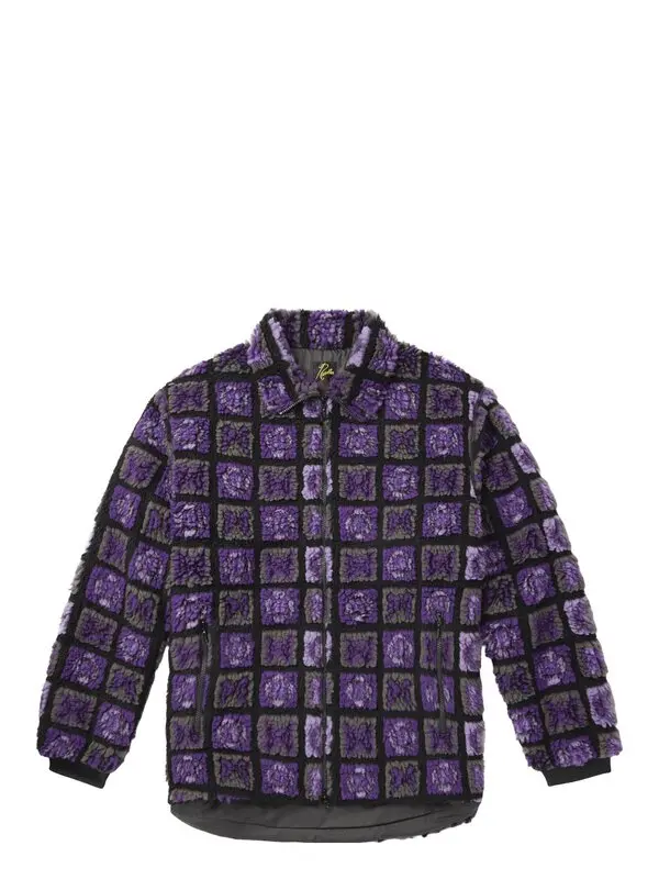 Needles Checked Fleece Zip-up Jacket - Purple