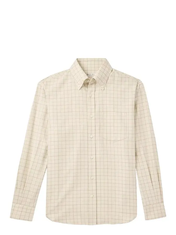 Loro Piana Elia Button Down-collar Checked Cotton Shirt - Neutrals