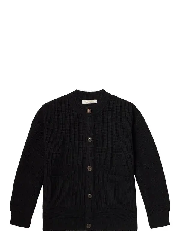 FRIZMWORKS Ribbed Wool-blend Cardigan - Black