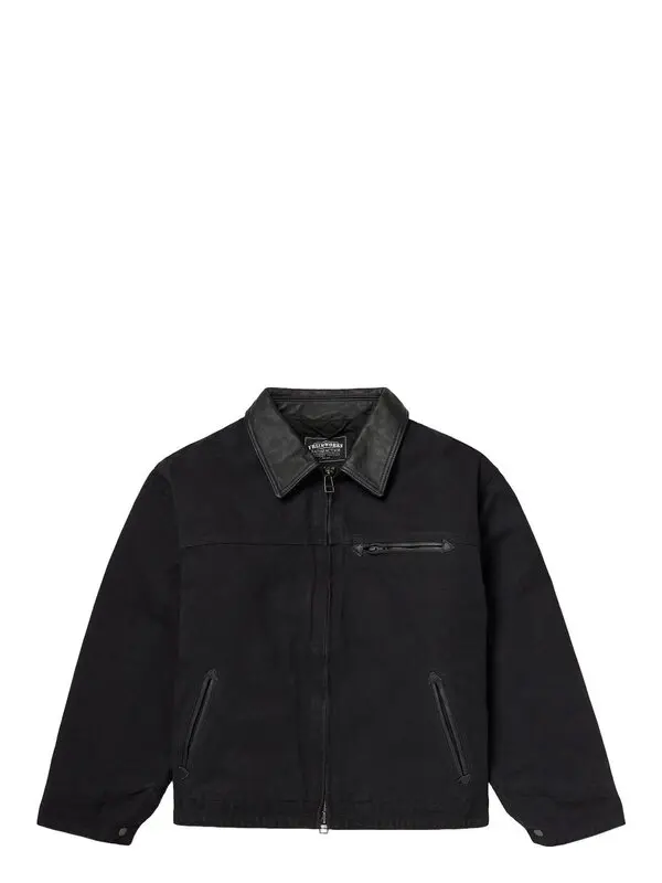 FRIZMWORKS Leather-trimmed Padded Cotton-canvas Jacket - Black