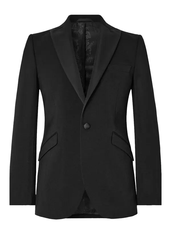 FAVOURBROOK Hampton Slim-fit Grosgrain-trimmed Wool Tuxedo Jacket - Black