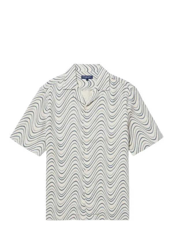 Frescobol Carioca Roberto Camp-collar Printed Linen Shirt - Green