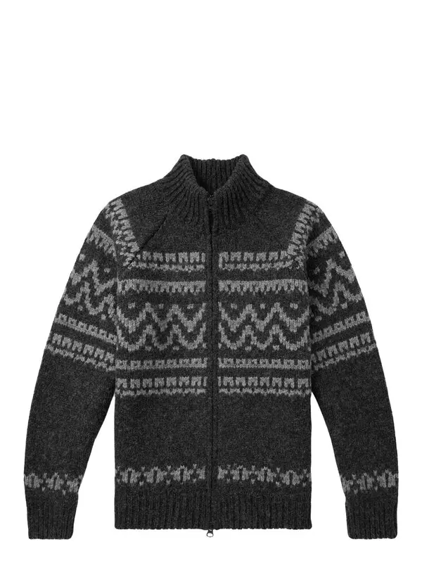 C.P. COMPANY Jacquard-knit Wool Cardigan - Black