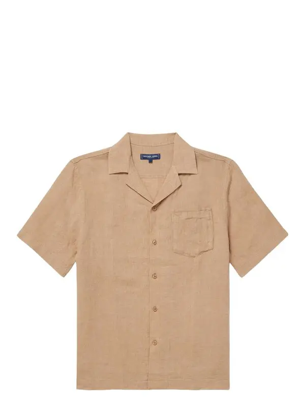 Frescobol Carioca Angelo Camp-collar Linen Shirt - Brown