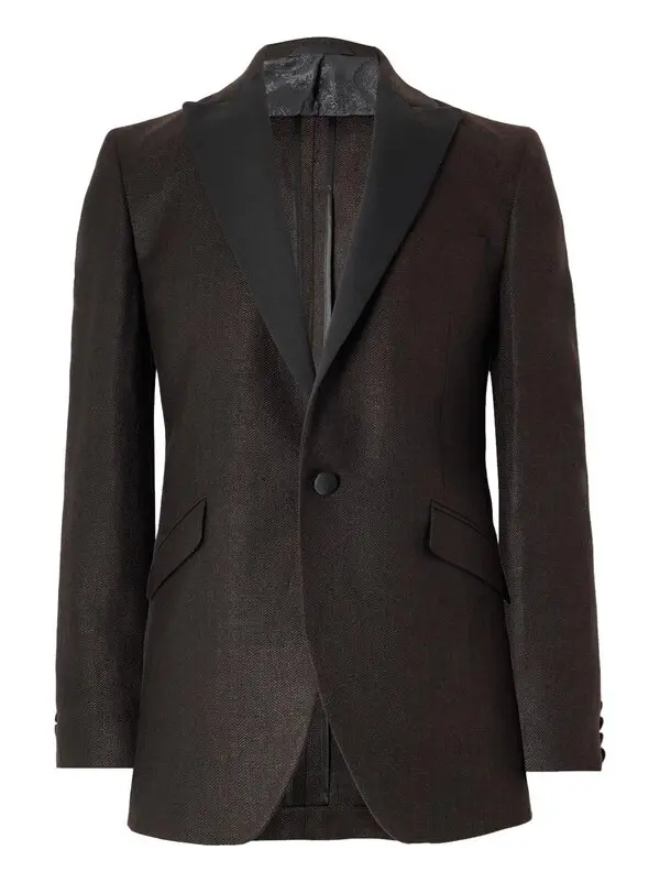 FAVOURBROOK Randwick Herringbone Tuxedo Jacket - Brown
