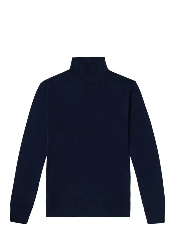 Canali Wool Rollneck Sweater - Blue