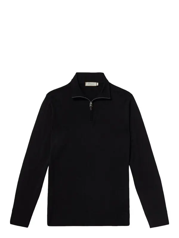 Canali Half-zip Wool Sweater - Black
