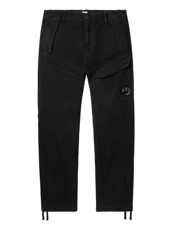 C.P. COMPANY Straight-leg Stretch Cotton-moleskin Cargo Trousers - Black
