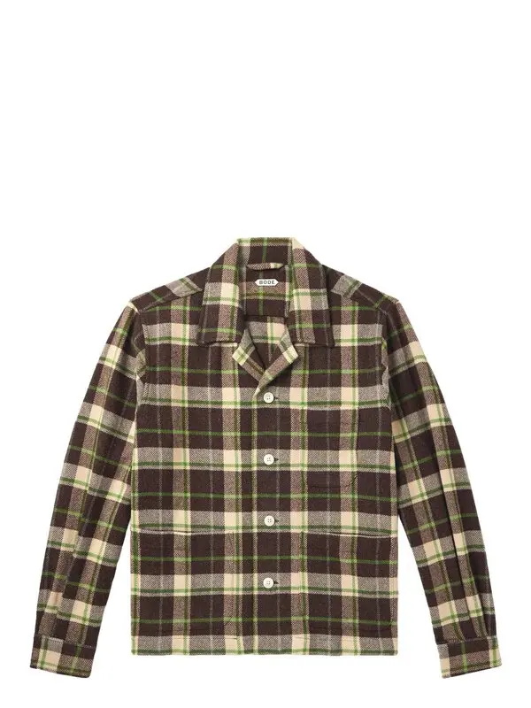 BODE Woodcrest Camp-collar Checked Wool-flannel Overshirt - Brown