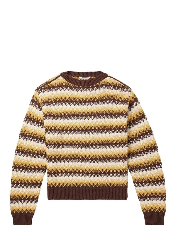 Auralee Jacquard-knit Cashmere And Wool-blend Sweater - Yellow