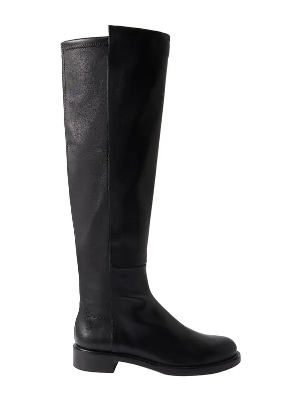 STUART WEITZMAN Gisele 5050 Leather And Stretch Boots - Black