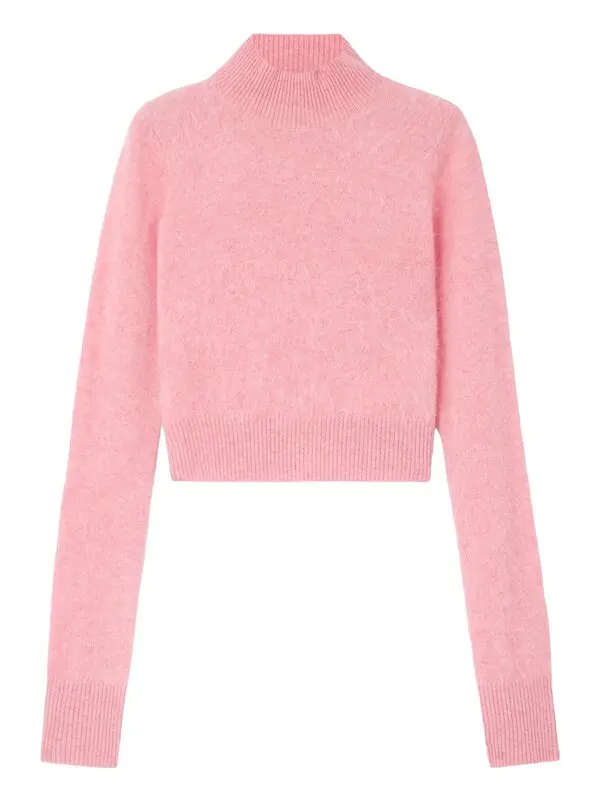 Sportmax Gubbio Cropped Cashmere Turtleneck Sweater - Pink
