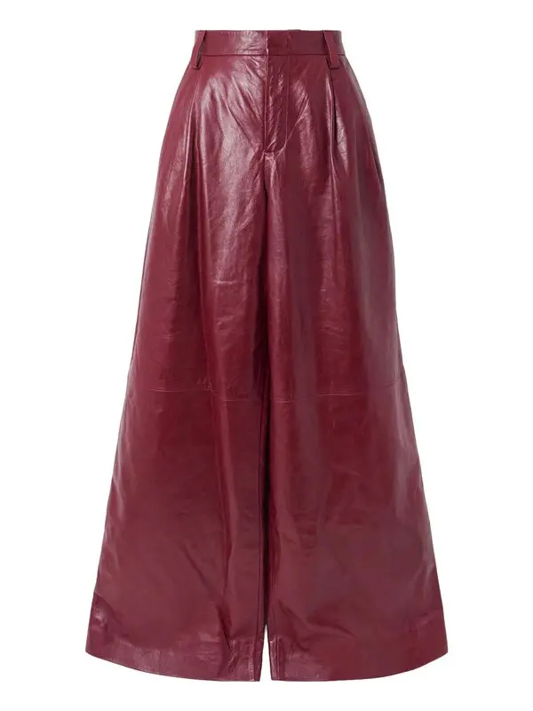 Simkhai Kobie Leather Wide-leg Pants - Burgundy