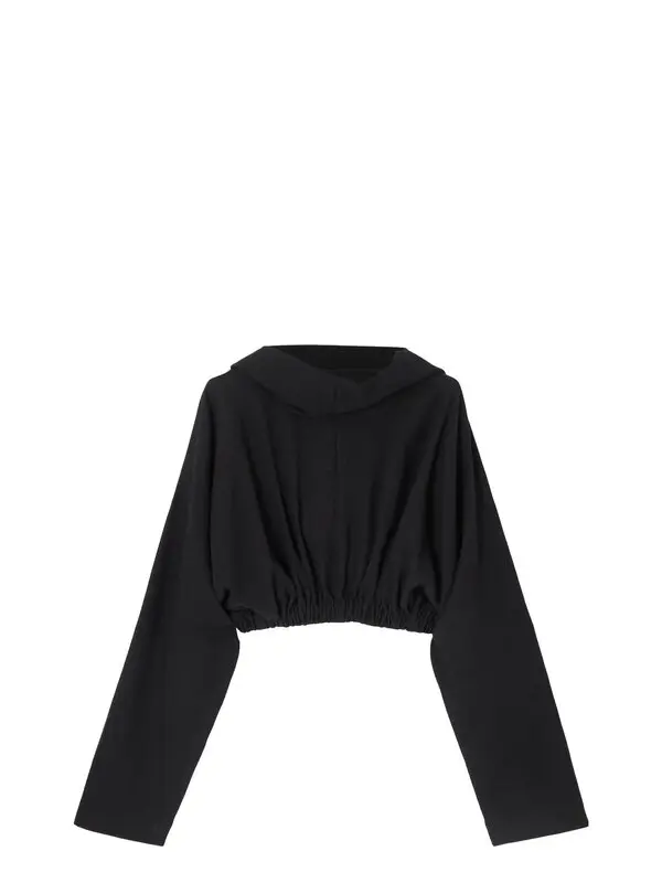 Rick Owens Cropped Wool-crepe Hoodie - Black
