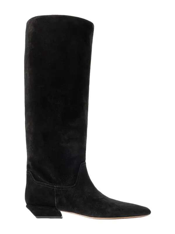 Paris Texas Bettina Suede Knee Boots - Black