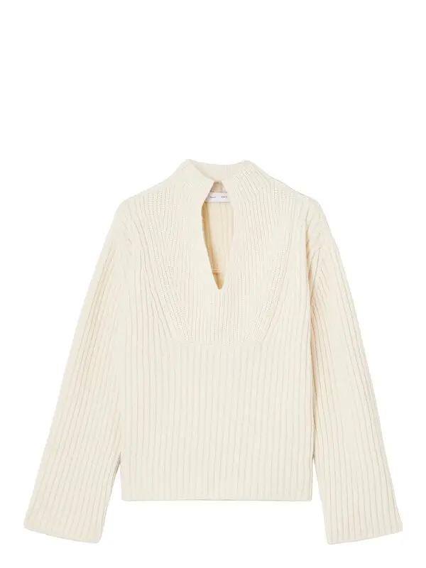 Proenza Schouler White Label Meron Ribbed Wool Pullover Sweater - Neutrals