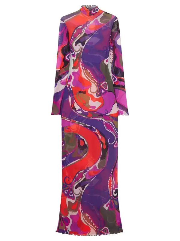 Emilio Pucci Printed Tulle Maxi Dress - Multi