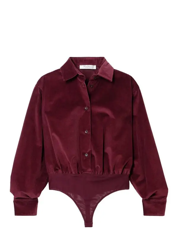 Max Mara Stretch Cotton-corduroy Bodysuit - Red