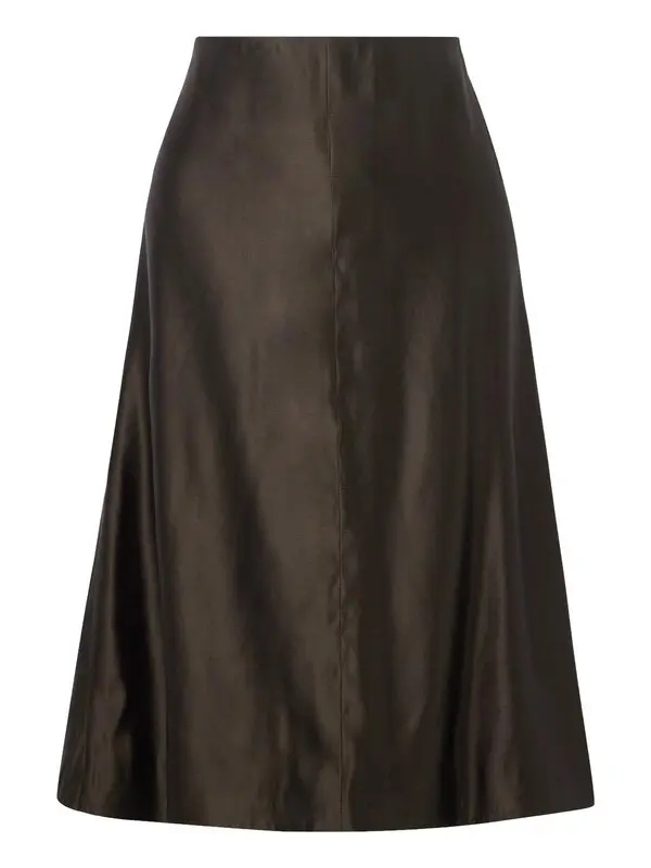 Khaite Nania Satin-twill Midi Skirt - Brown