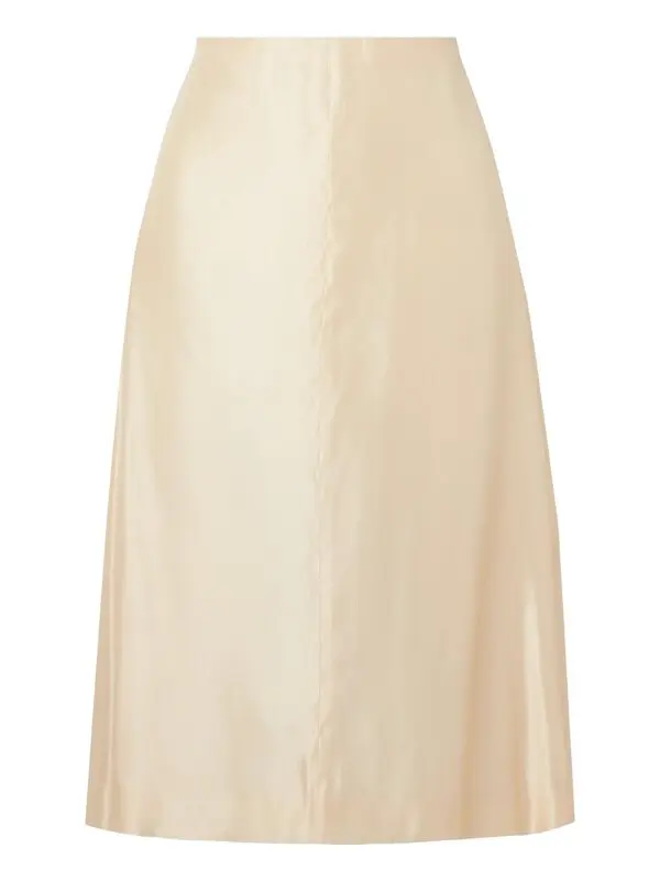 Khaite Nania Satin-twill Midi Skirt - Neutrals
