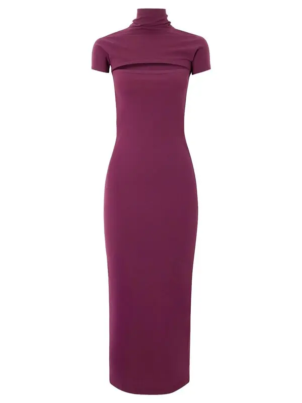 Alaïa Stretch-jersey Turtleneck Midi Dress - Burgundy