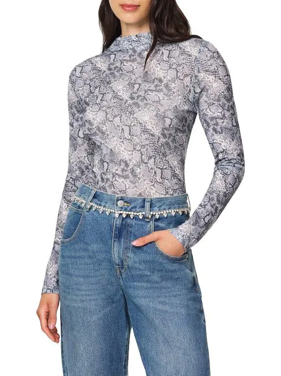 Habitual Cotton-blend Turtleneck Top - Snake Print
