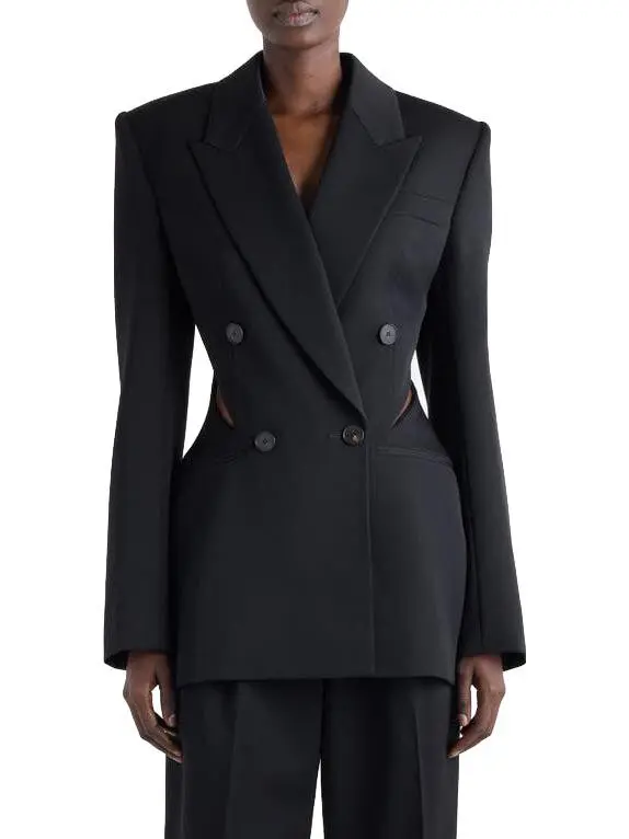 Givenchy Double-breasted Slashed Wool Blazer - Black