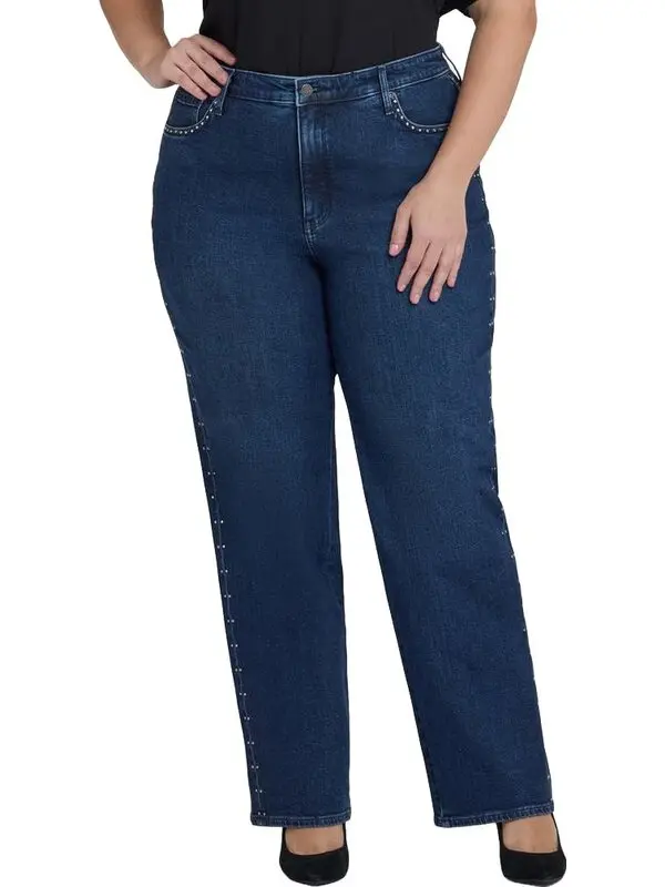 NYDJ Brooke Rhinestone High-waist Straight Leg Jeans - Louvre Sapphire