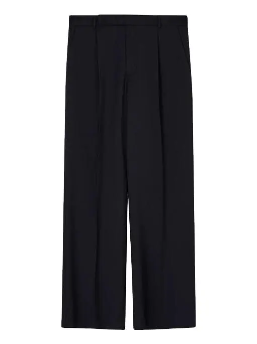 Emporio Armani Icon Virgin Wool Stretch-serge Trousers - Navy