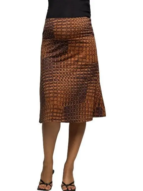 24SEVEN COMFORT APPAREL Geometric Print Knee-length A-line Skirt - Brown Multi